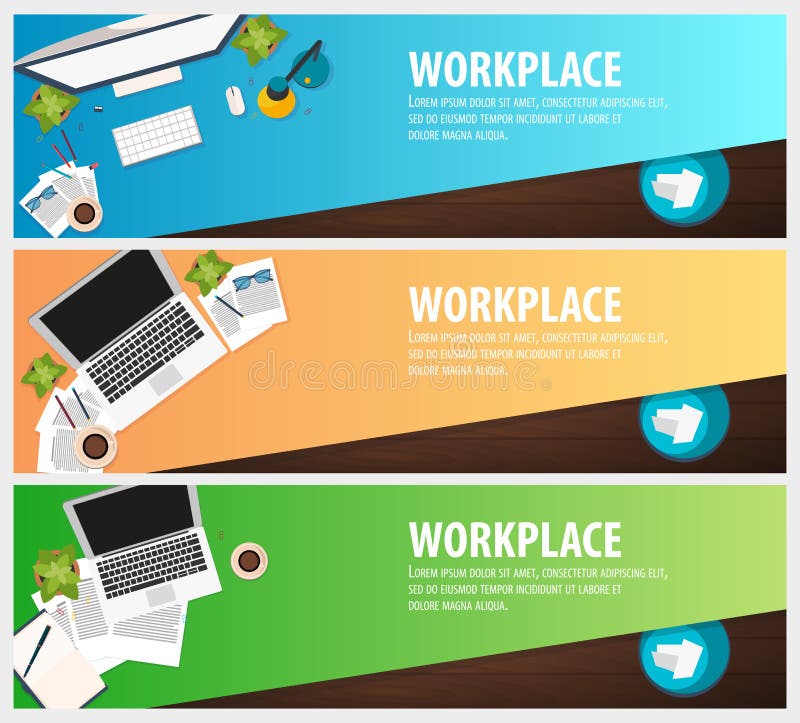 Set Banners of Freelance Workplace Office, Co-working Centre ...