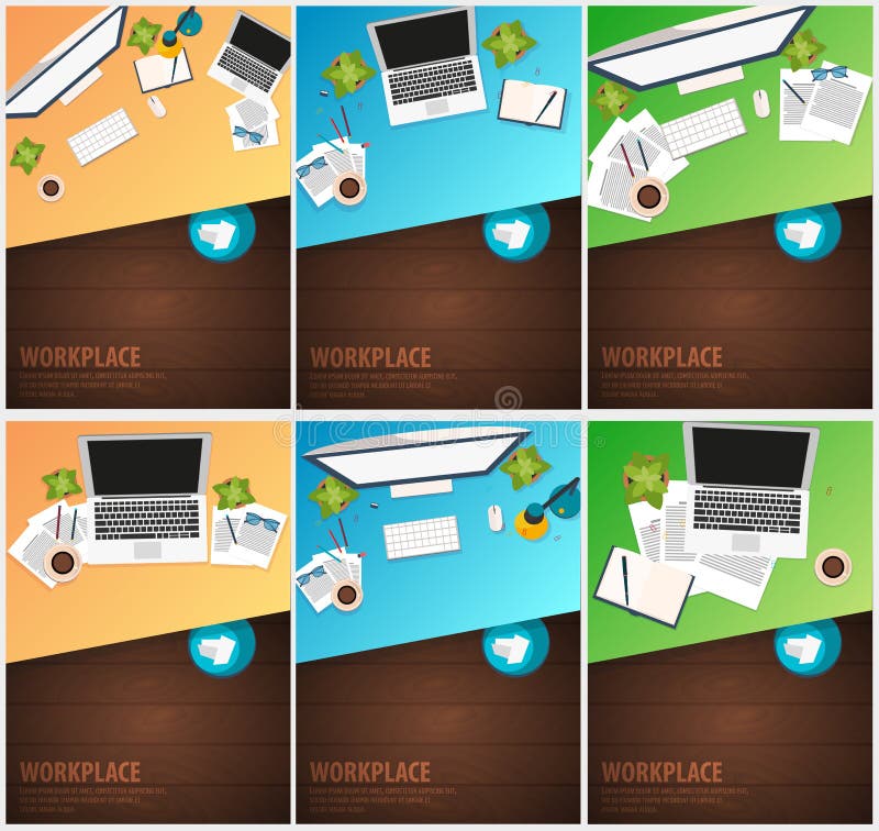 Set Banners of Freelance Workplace Office, Co-working Centre ...