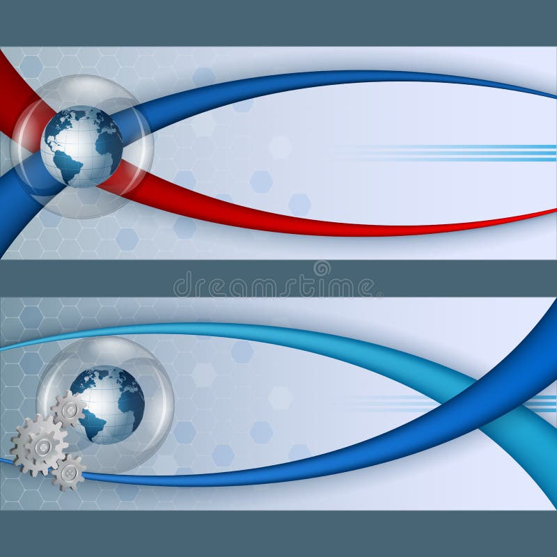 Set of Banners/header with Earth Globe and 3d Gear Stock Vector ...