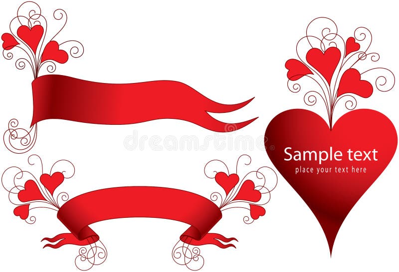 Set of banners with hearts stock vector. Illustration of clip - 7415239