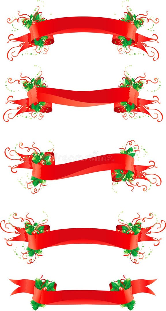 Set of banners with holly stock vector. Illustration of celebration ...