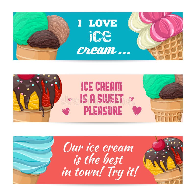 Set of Banners with Ice-cream Stock Vector - Illustration of decoration ...