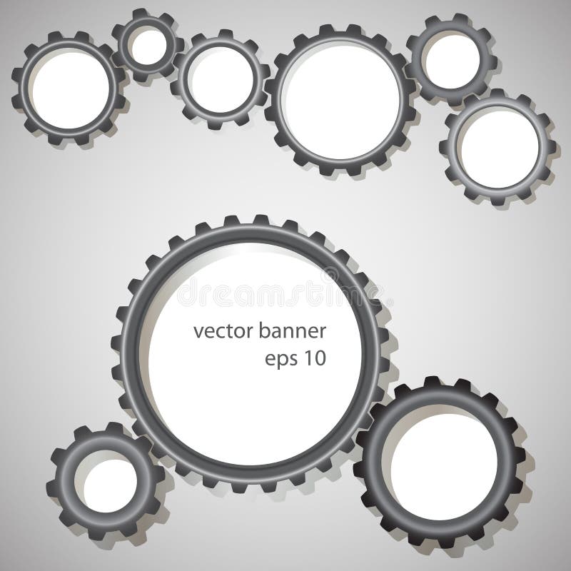 Set of Banners Interacting Via Gears Stock Vector - Illustration of ...