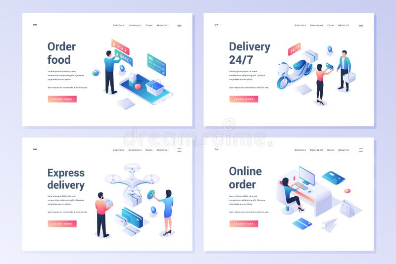 Set of Banners for Online Order and Delivery Stock Illustration ...