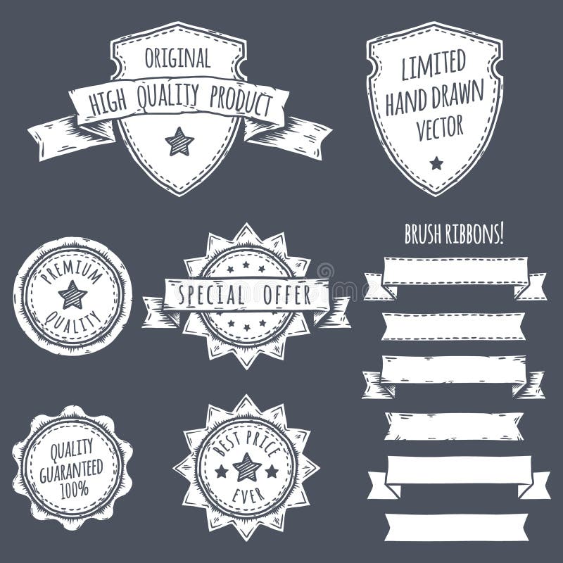 Set of Banners, Ribbons and Logo Illustrations. Stock Vector ...