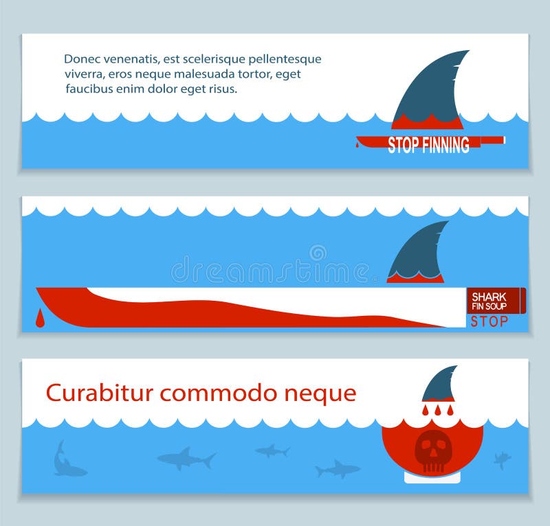 Set of Banners about Save Sharks and Undersea World Stock Vector ...