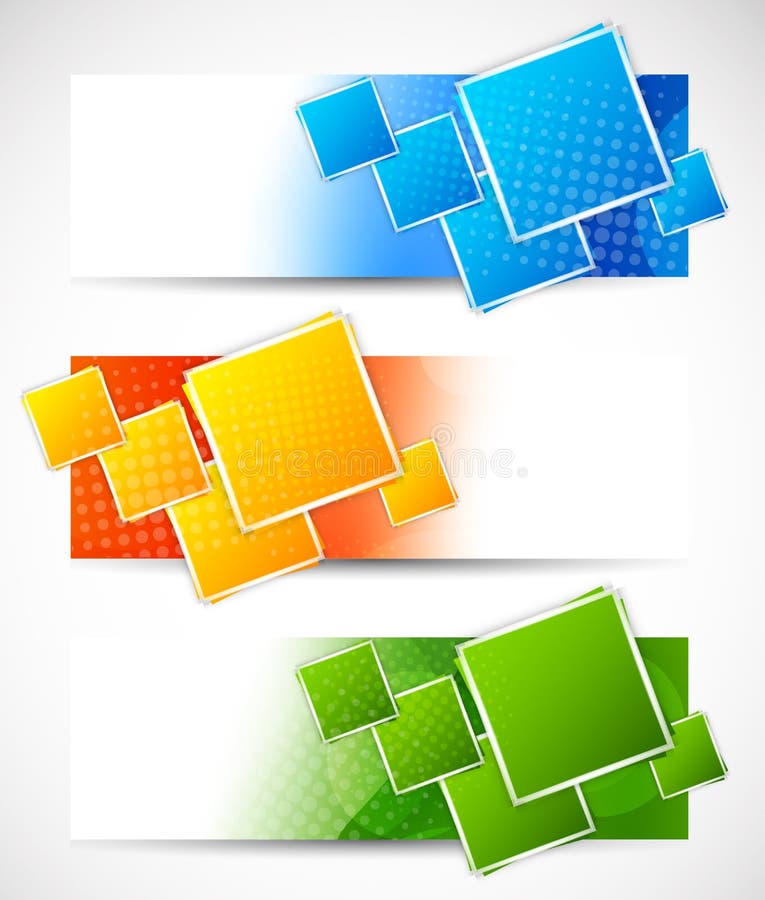Set of Banners with Squares Stock Vector - Illustration of copyspace ...