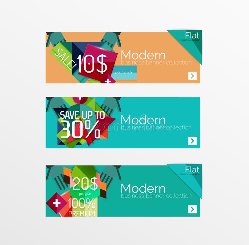 Set of Banners with Stickers, Labels and Elements Stock Vector ...
