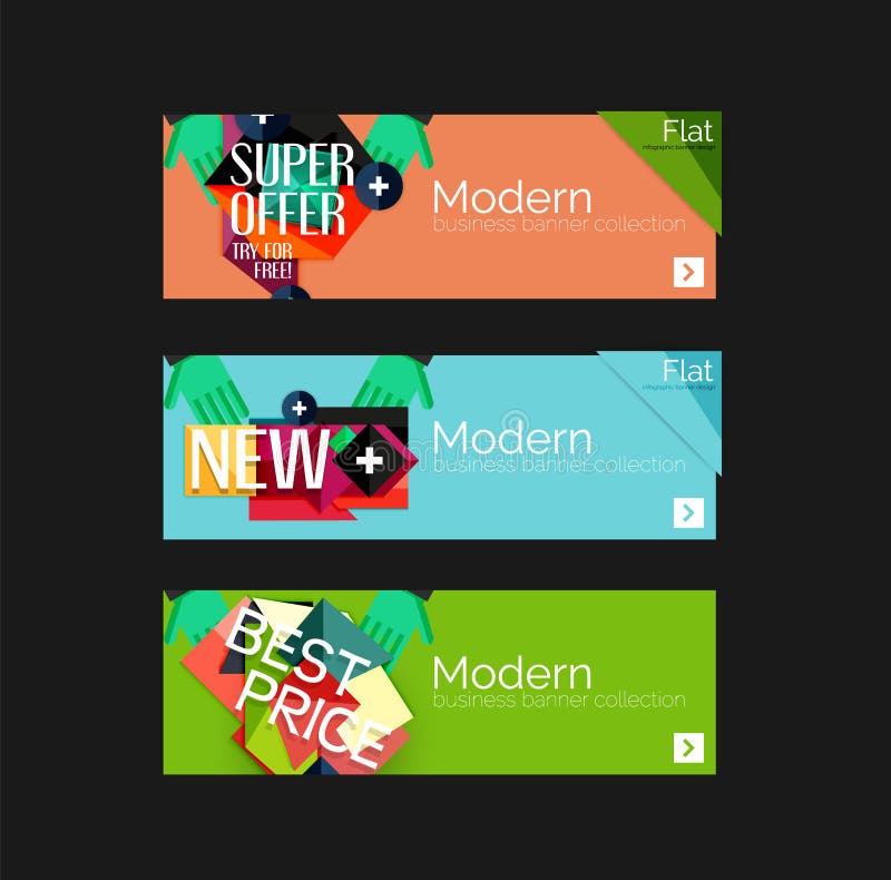 Set of Banners with Stickers, Labels and Elements Stock Vector ...