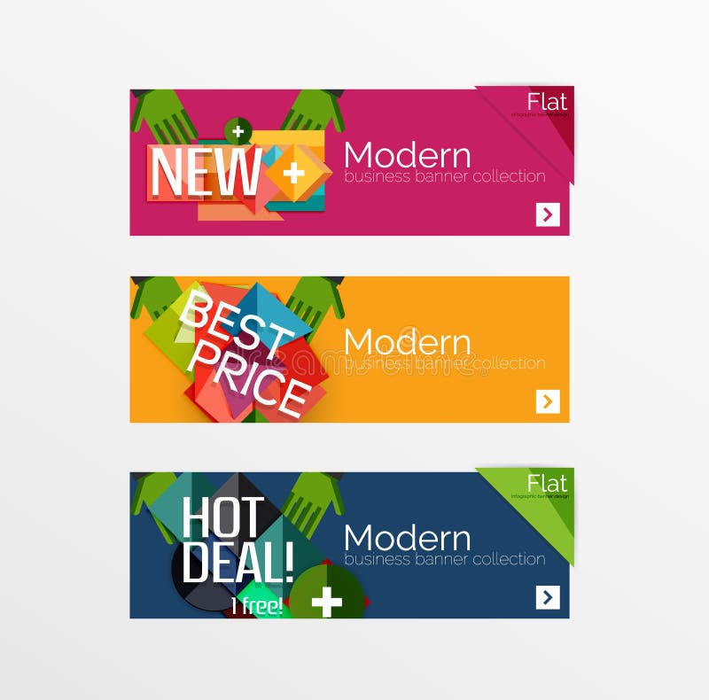 Set of Banners with Stickers, Labels and Elements Stock Vector ...