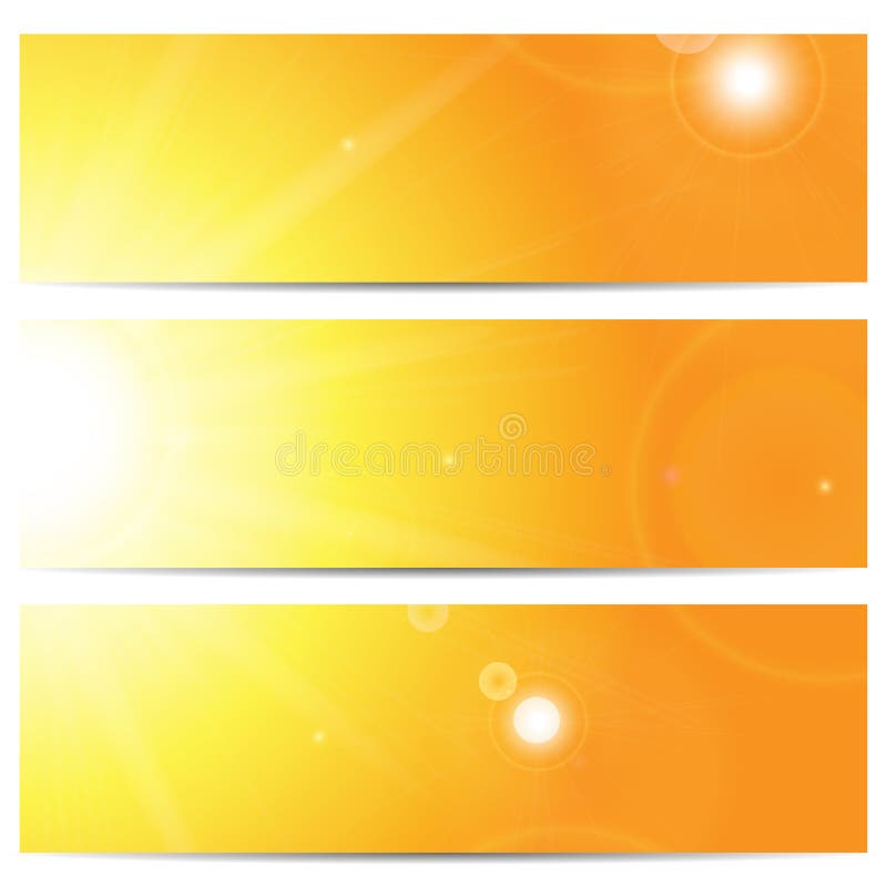 Set of Banners with the Sun and Sunlight Stock Vector - Illustration of ...