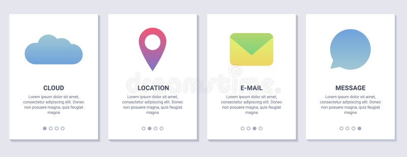 Set Banners, Technology Icon - Cloud, Location, Email and Message ...