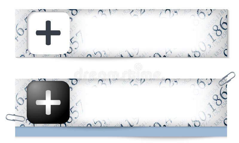 Set Banners with the Texture of the Numbers and Plus Sign Stock Vector ...