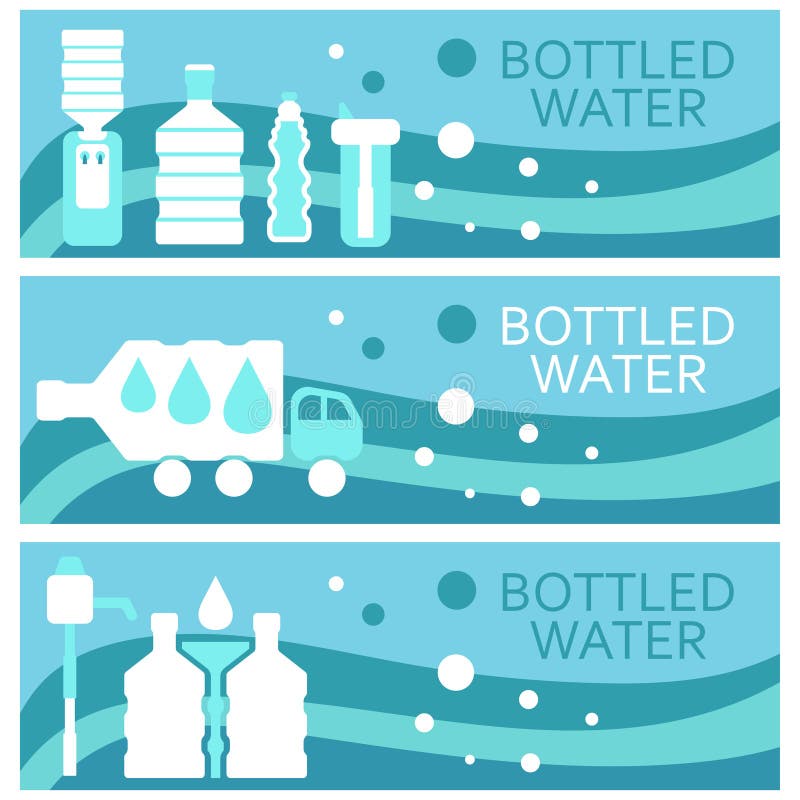 Set of Banners for Theme Bottled Flat Design. Vector Stock Vector ...