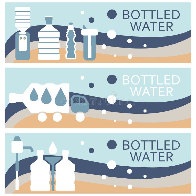 Set of Banners for Theme Bottled Water Design. Vector Illus Stock ...
