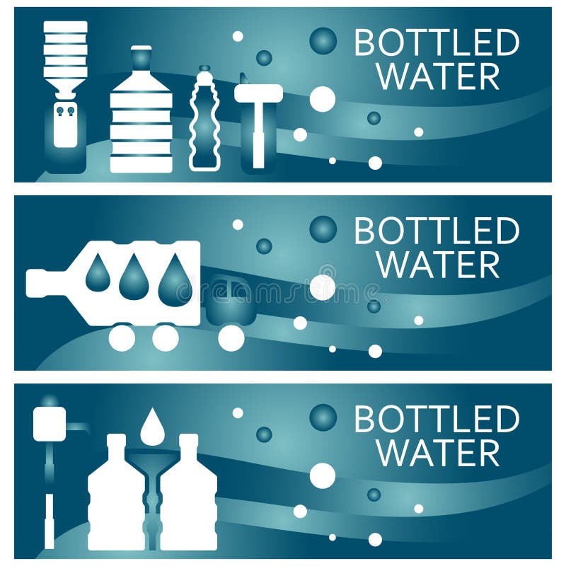 Set of Banners for Theme Bottled Water Design. Vector Illus Stock ...