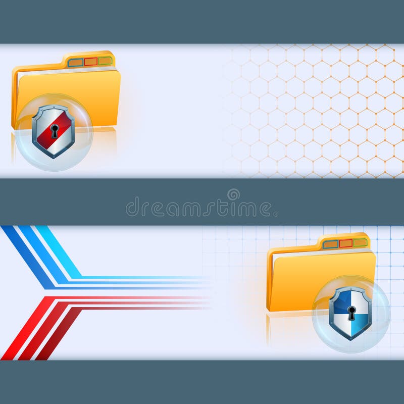 Set of Banners, Three Dimensions Arrangement with Folder Symbol and ...