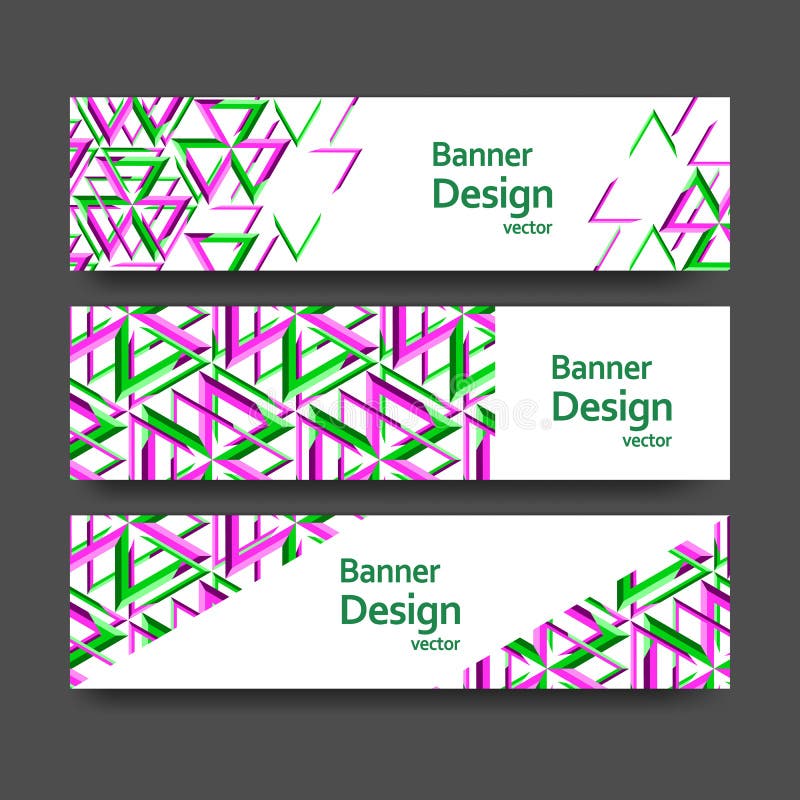 Set of Banners with Triangle Pattern Stock Vector - Illustration of ...