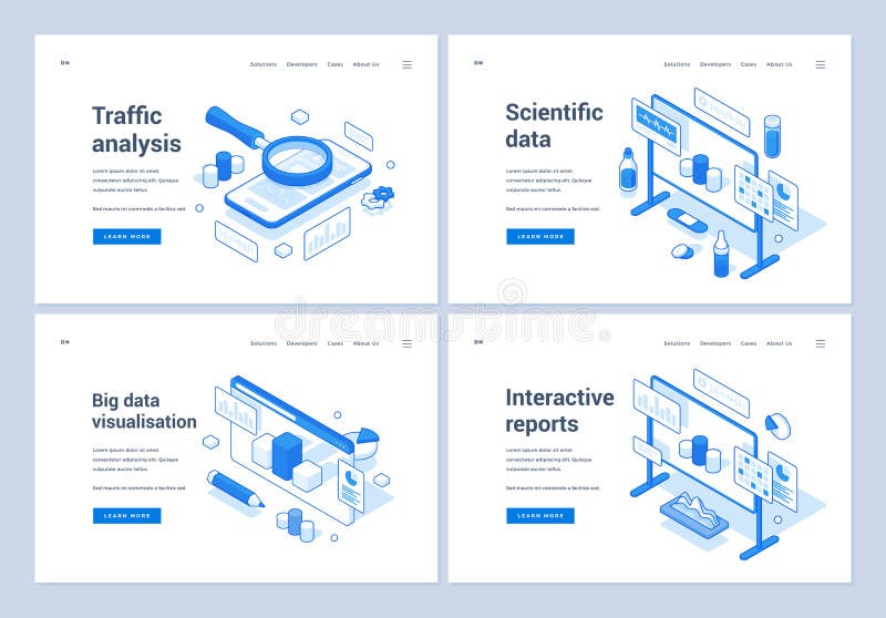 Set of Banners for Various Data Services Stock Vector - Illustration of ...