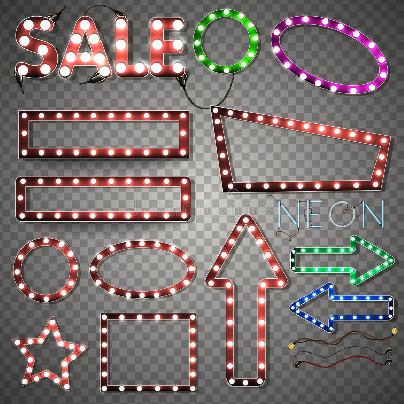 Set of Banners in Vintage Style. Frames with Shining Lights. Vector ...