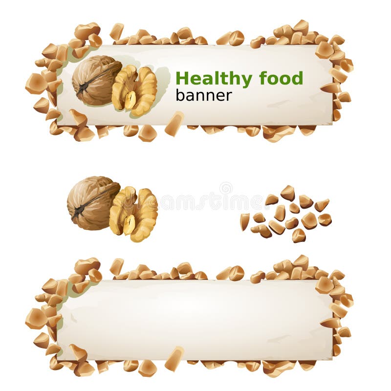Set Banners with Walnuts and Ground Nuts. Stock Vector - Illustration ...