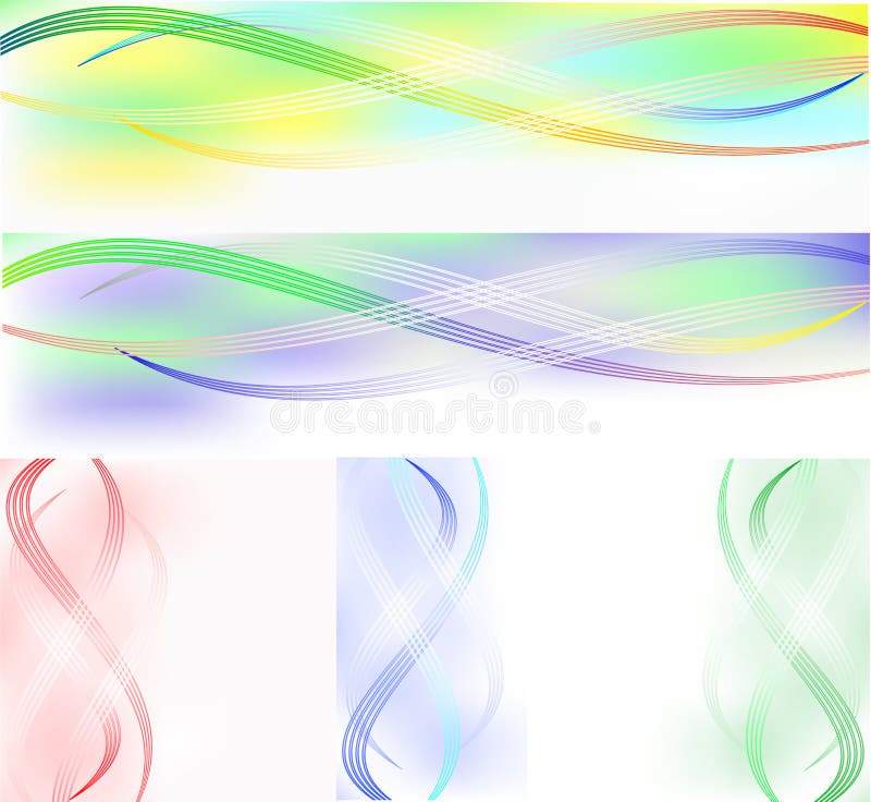 Set of Banners from Wavy Lines Stock Vector - Illustration of swirl ...