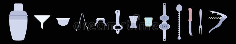 Set of Bar Tools and Element Icon Design Template with Various Models ...