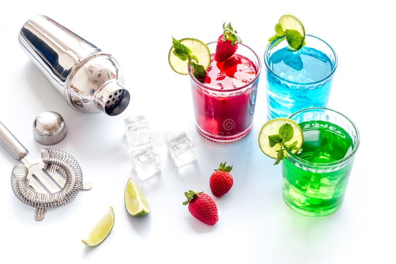 Set of Bar Utensils and Ingredients for Cocktails Drink Stock Photo ...