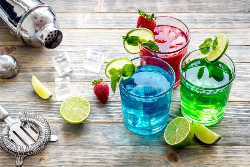 Set of Bar Utensils and Ingredients for Cocktails Drink Stock Image ...