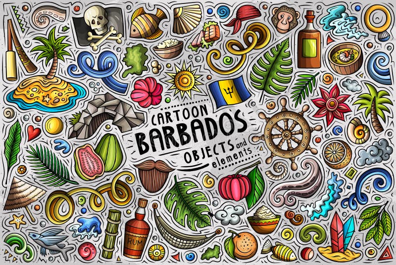 Set of Barbados Traditional Symbols and Objects Stock Vector ...