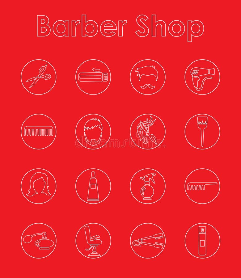 Set of Barber Shop Simple Icons Stock Vector - Illustration of scissors ...