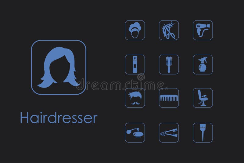 Set of Barber Shop Simple Icons Stock Vector - Illustration of creative ...