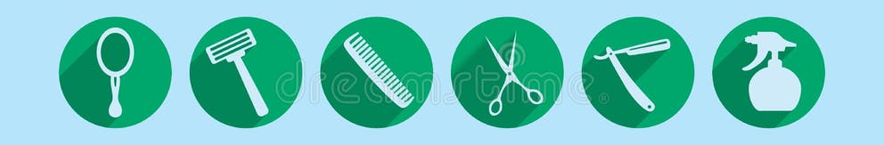 Set of Barber Tools Cartoon Design Template with Various Models. Vector ...