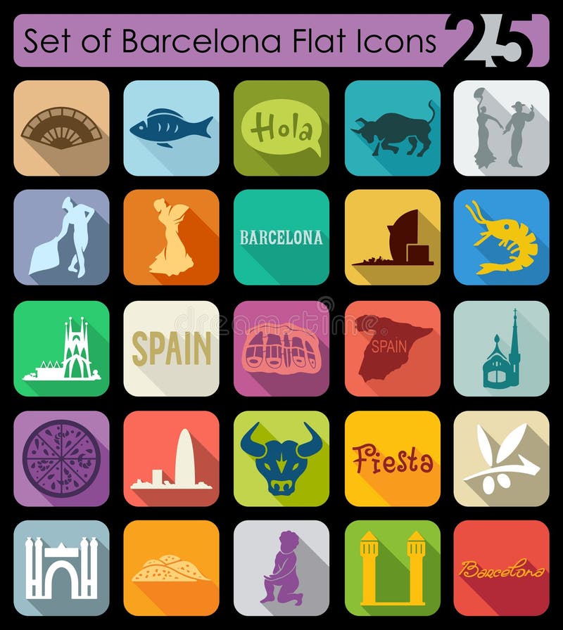 Set of Barcelona icons stock vector. Illustration of icon - 78429068