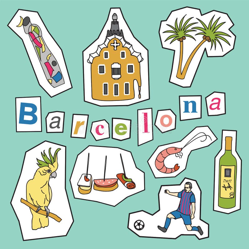 Barcelona Landmarks Isolated Stock Vector - Illustration of landmarks ...