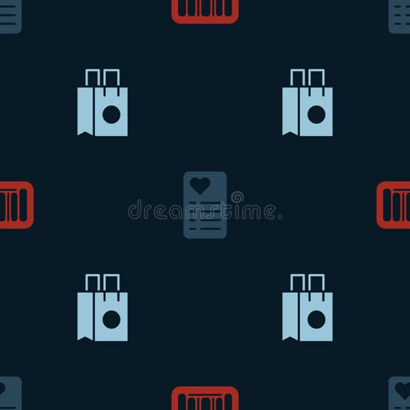 Set Barcode, Shopping List and Paper Shopping Bag on Seamless Pattern ...