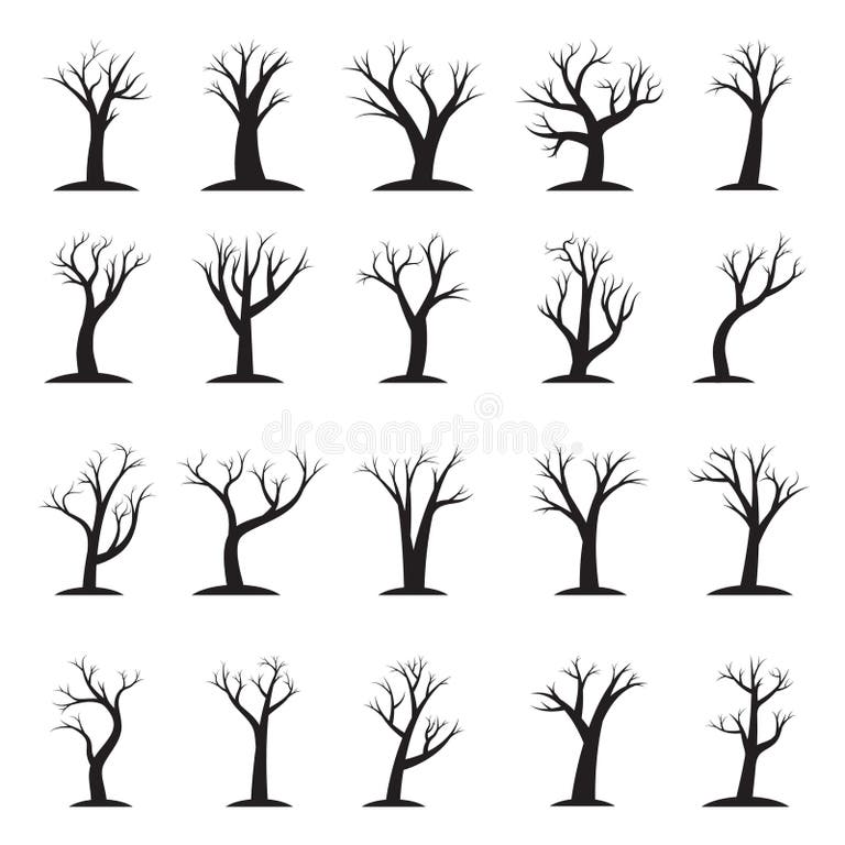 Set of Bare Trees. Vector Illustration Decorative Design Stock Vector ...