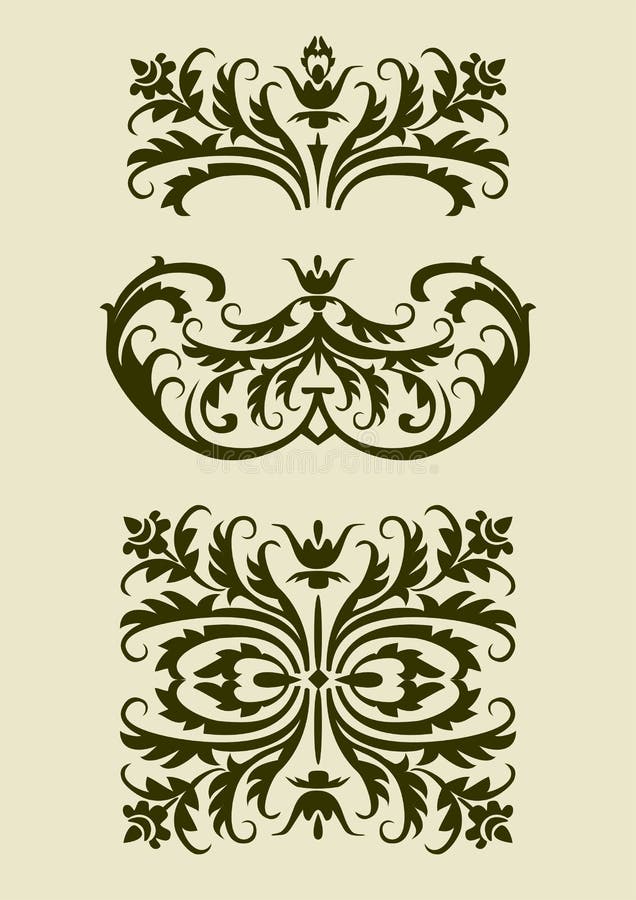 Set of Vector Baroque Patterns for Design Stock Vector - Illustration ...