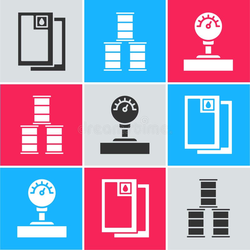 Set Barrel Oil, Barrel Oil and Gauge Scale Icon. Vector Stock Vector ...