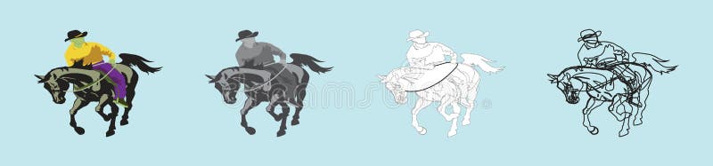 Set of Barrel Racing Cartoon Icon Design Template with Various Models ...