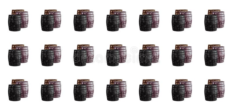 Set of Barrels Oak Brown Pattern on Isolated White Background Stock ...
