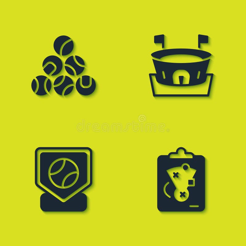 Set Baseball Ball, Planning Strategy, Base and Arena Icon. Vector Stock ...