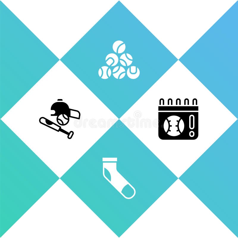 Set Baseball Bat with Ball, Hat, Sock, and Calendar Baseball Game Icon ...