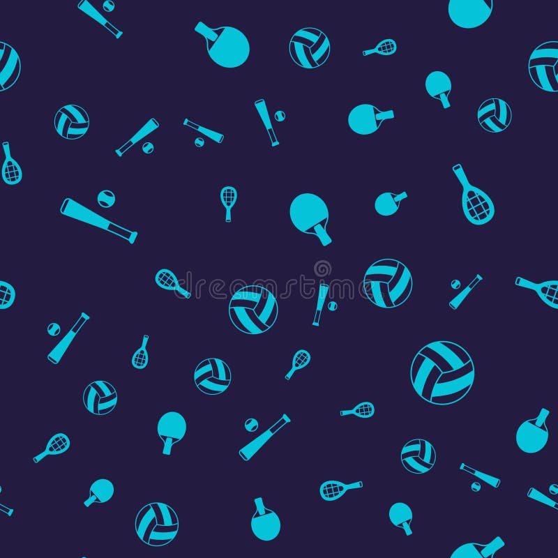 Set Baseball Bat with Ball, Tennis Racket, Racket and Volleyball on ...