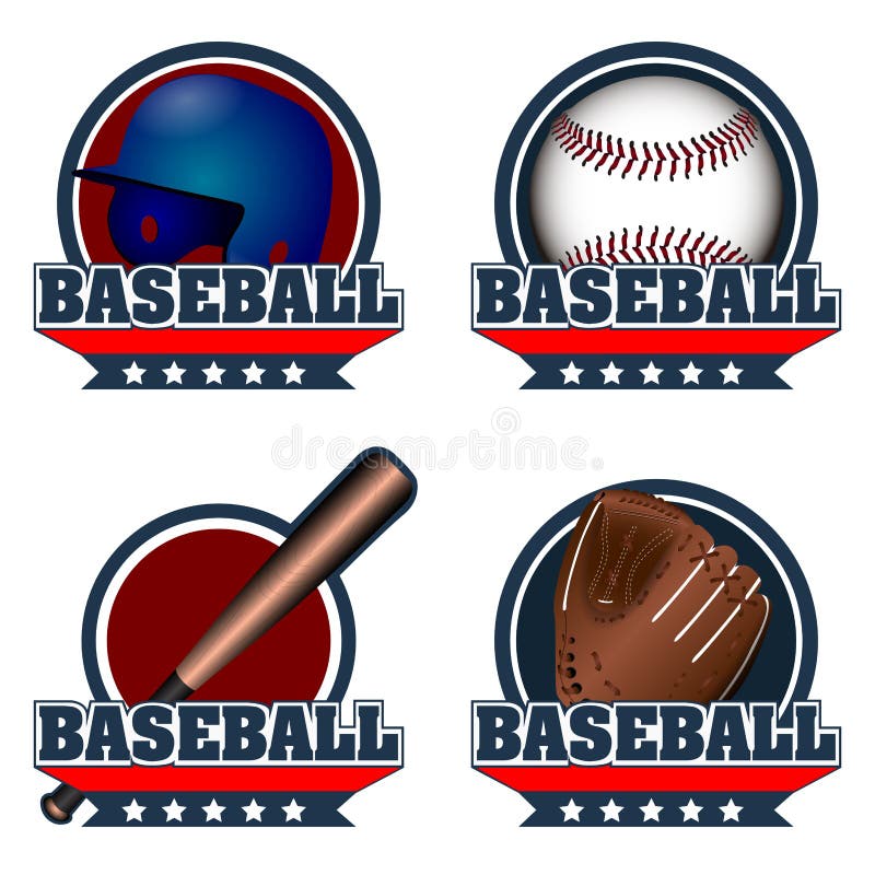 Set of baseball emblems stock illustration. Illustration of ball - 84506977