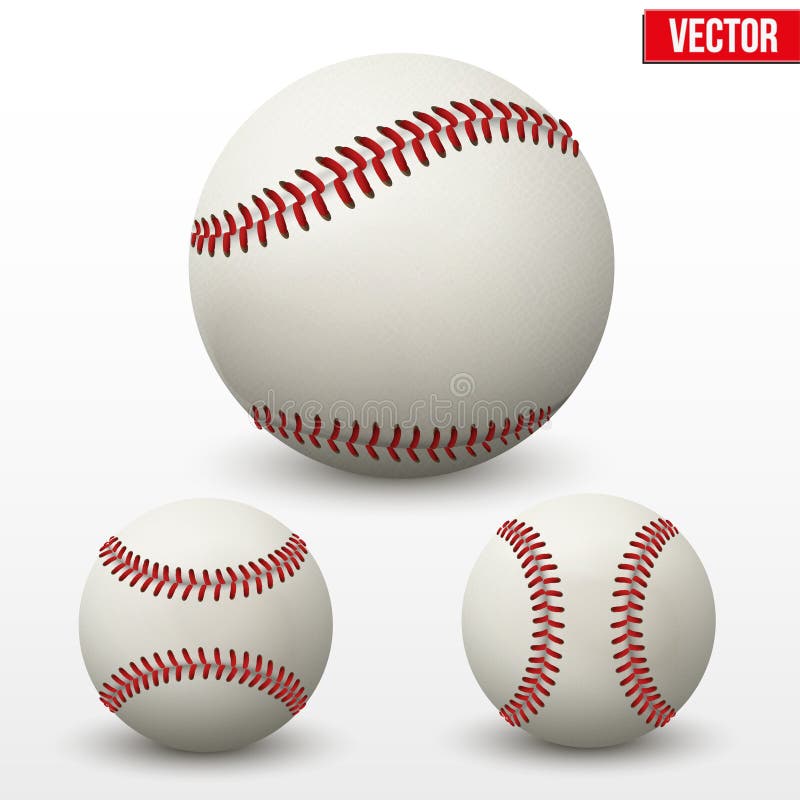 Set of Baseball Leather Ball. Various Sides. Vecto Stock Vector ...