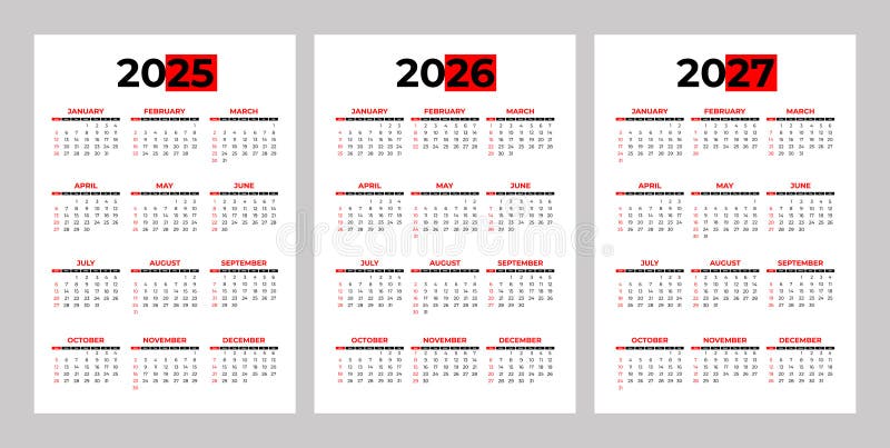 2025 Basic Calendar in White Background Stock Vector - Illustration of ...