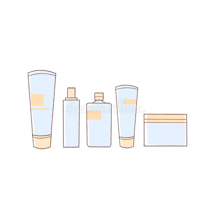 Set of Basic Cosmetics. Cute and Simple Art Style Stock Vector ...