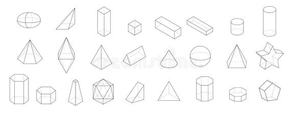 Set of Basic 3d Geometric Shapes. Geometric Solids Vector on a White ...