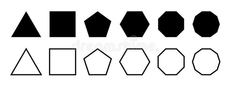 Set of Basic Geometric Figures. Triangle, Square, Pentagon and Hexagon ...
